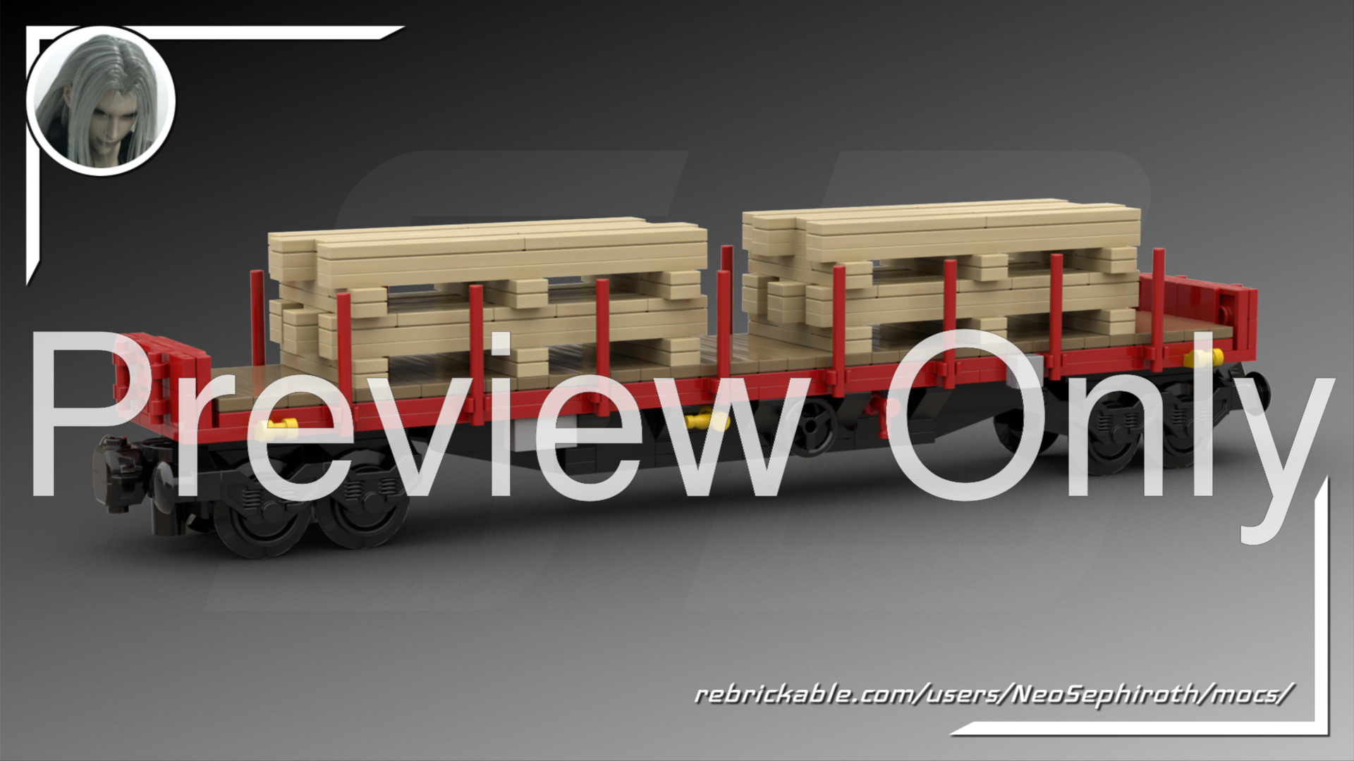 LEGO MOC Flatbed wagon red loaded with wood planks by NeoSephiroth ...
