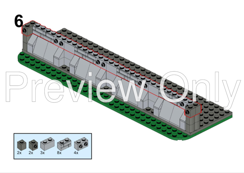 LEGO MOC Red Castle Wall by Huebre | Rebrickable - Build with LEGO