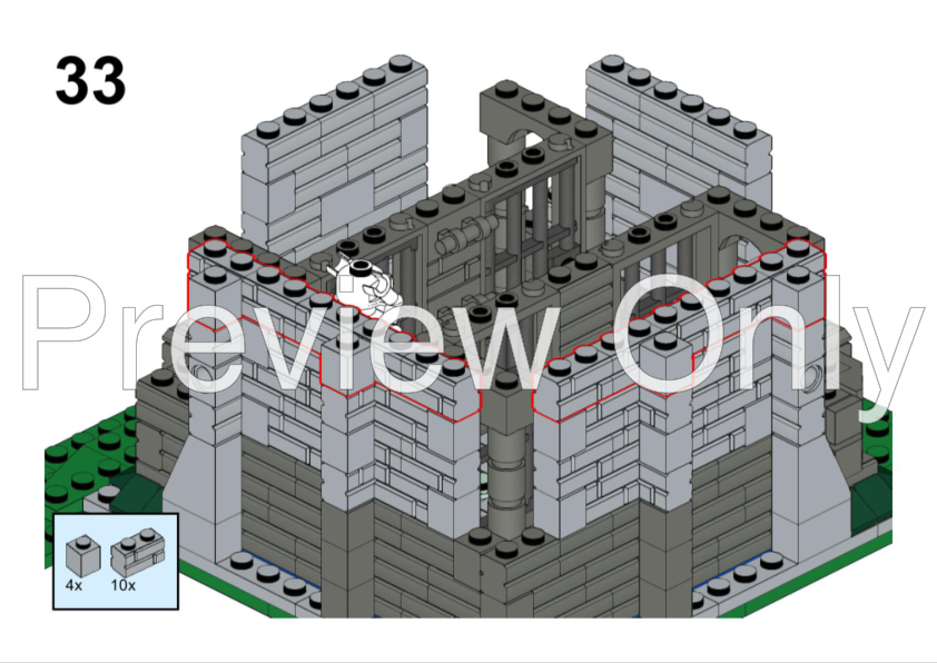 LEGO MOC Red Castle Tower Corner by Huebre | Rebrickable - Build with LEGO
