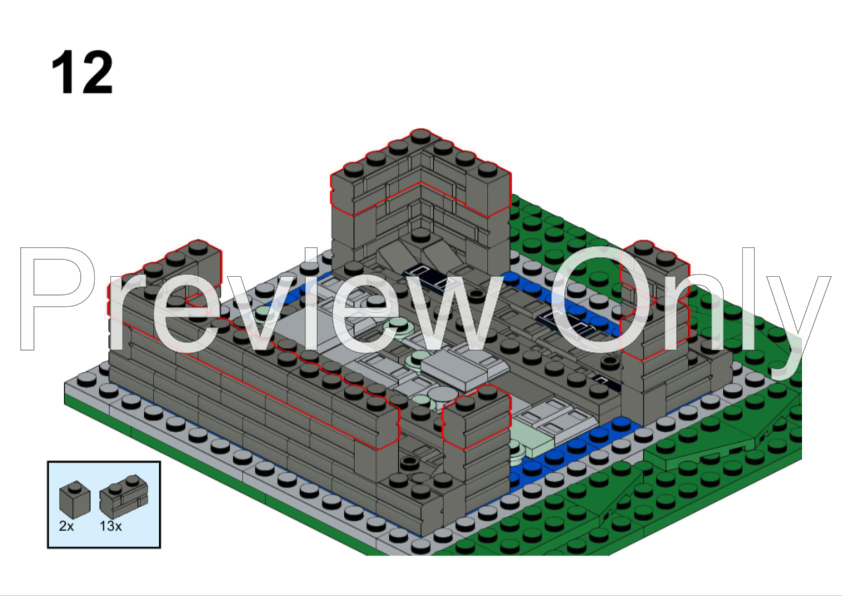 Lego Moc Red Castle Tower Corner By Huebre Rebrickable Build With Lego