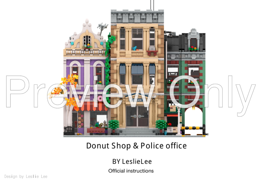 Lego Moc Police Station And Doughnut Shop By Leslielee Rebrickable Build With Lego