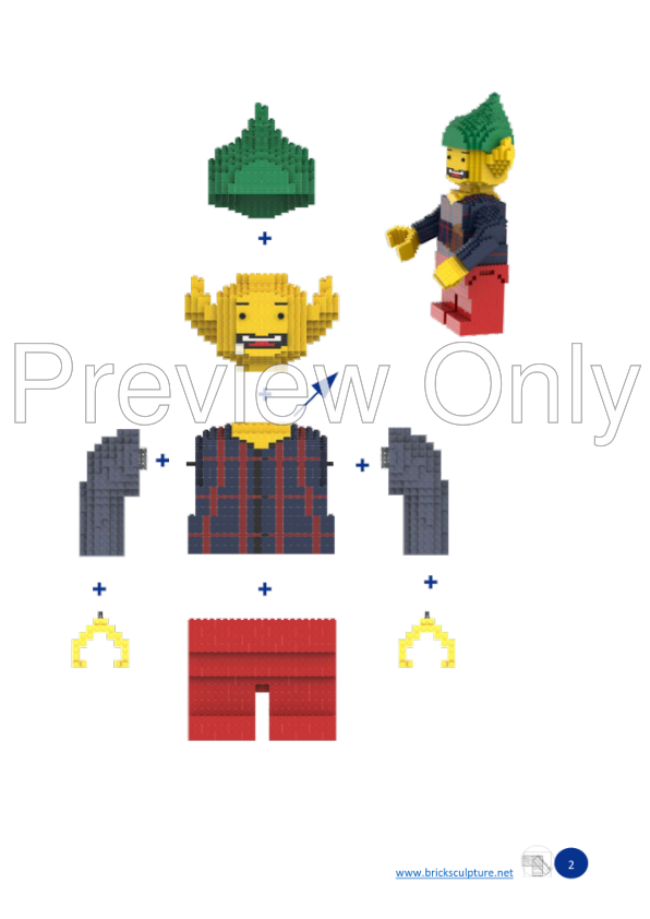 LEGO MOC Maxi Figure Elf dark blue shirt, dark blue arms and red legs ...