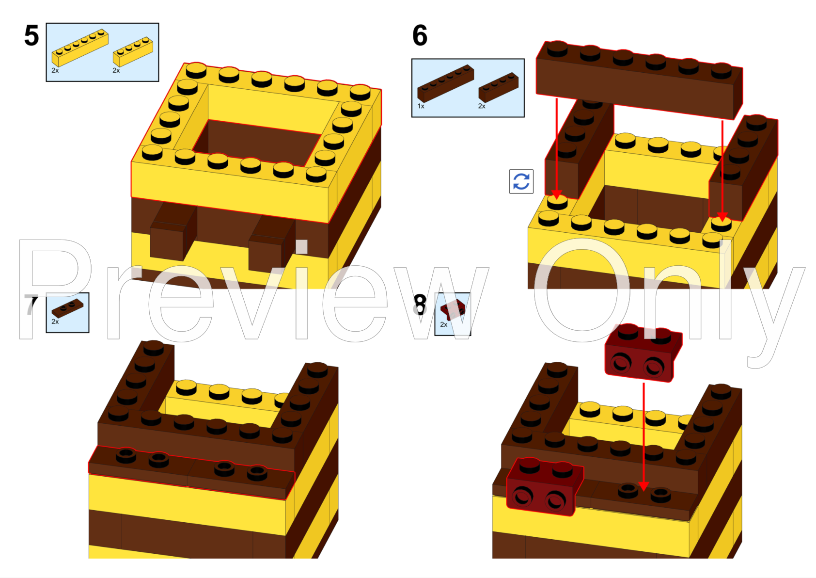 LEGO MOC Squared bee by Dybowskyia | Rebrickable - Build with LEGO