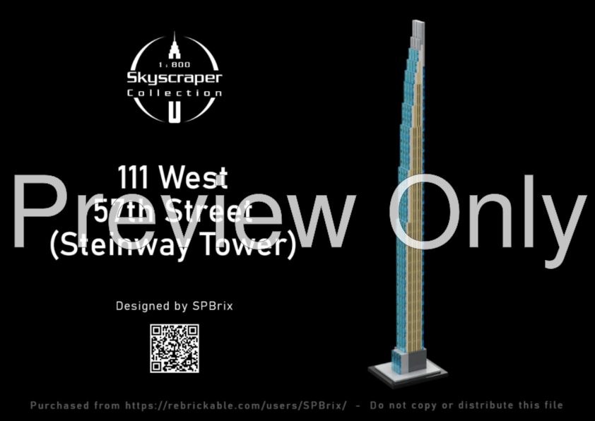 LEGO MOC 111 West 57th Street 1:800 Scale (Steinway Tower) by SPBrix ...