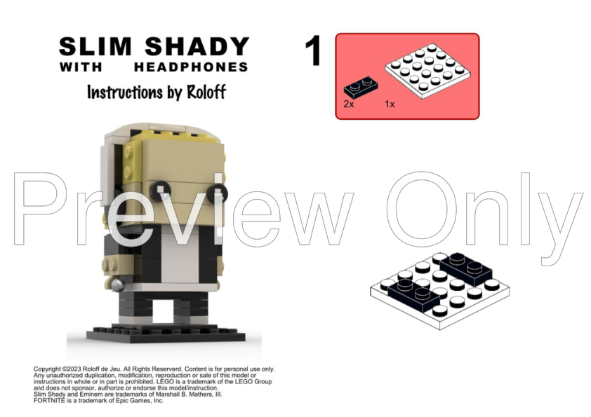LEGO MOC Slim Shady / Eminem with Headphones Brickhead (Fornite) by ...