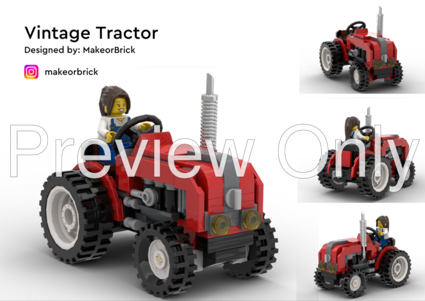 LEGO MOC Tractor - Vintage Tractor by MakeorBrick | Rebrickable - Build with LEGO