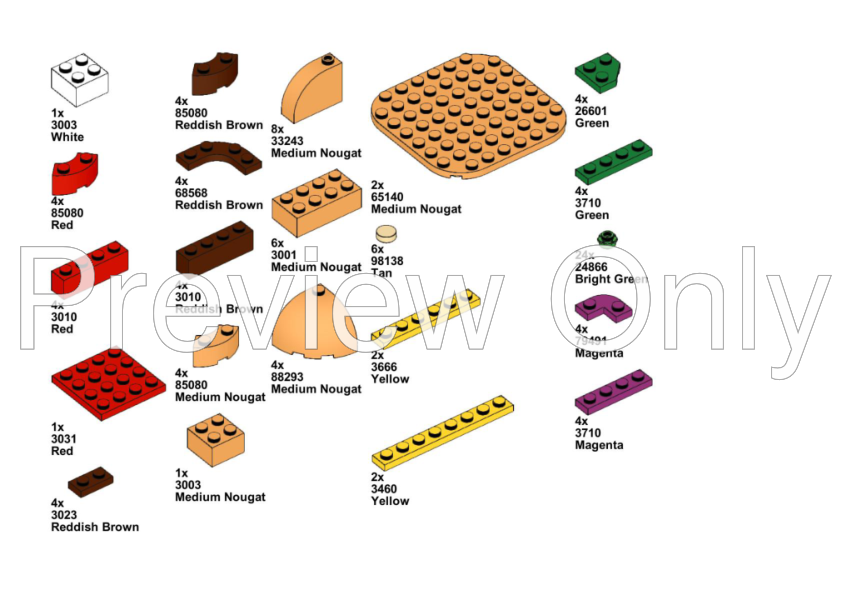 LEGO MOC Up-Scaled LEGO Minifigure Accessory Bundle - Hamburger Hat and ...