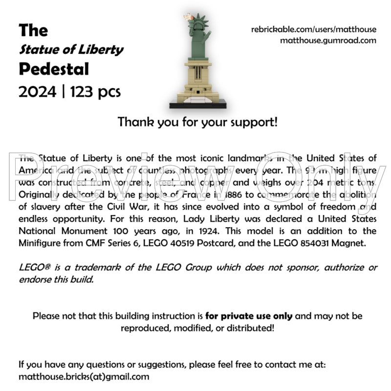 LEGO MOC The Statue of Liberty Pedestal by matthouse | Rebrickable ...