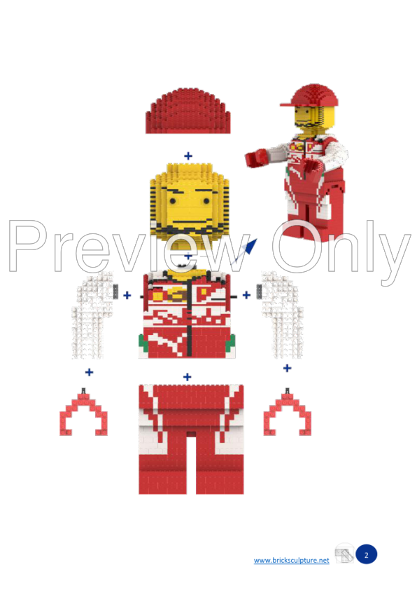 LEGO MOC Maxi Figure Red-White Formula driver by Bricksculpture.net ...
