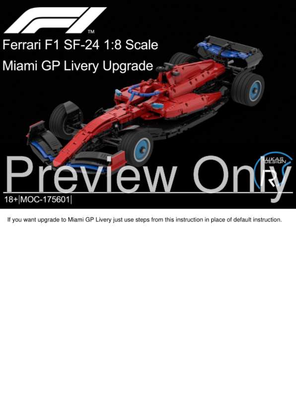 LEGO MOC Ferrari F1 SF-24 (incl. Miami GP Livery Upgrade) 1:8 Scale by ...
