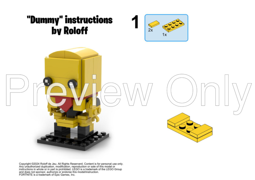 LEGO MOC Dummy (Fortnite) Brickhead by Roloff | Rebrickable - Build ...