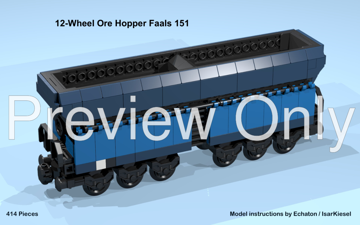 LEGO MOC 12-Wheel Ore Hopper Faals 151 (blue) by Echaton | Rebrickable ...
