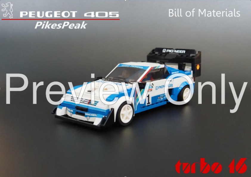 LEGO MOC Peugeot 405 Turbo16 Pikes Peak Variant - Speed Champions 8 ...