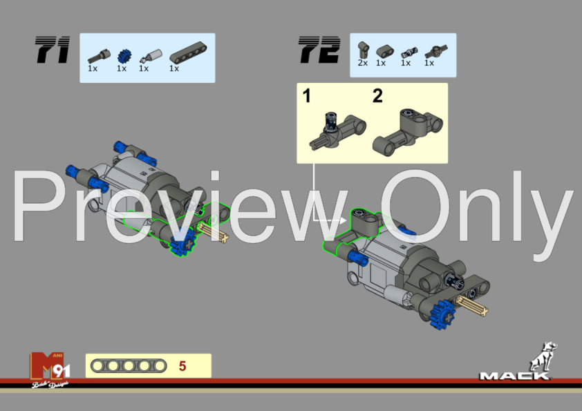 LEGO MOC MACK R700 RC 6x6 1:13 white by Mani91 | Rebrickable - Build ...