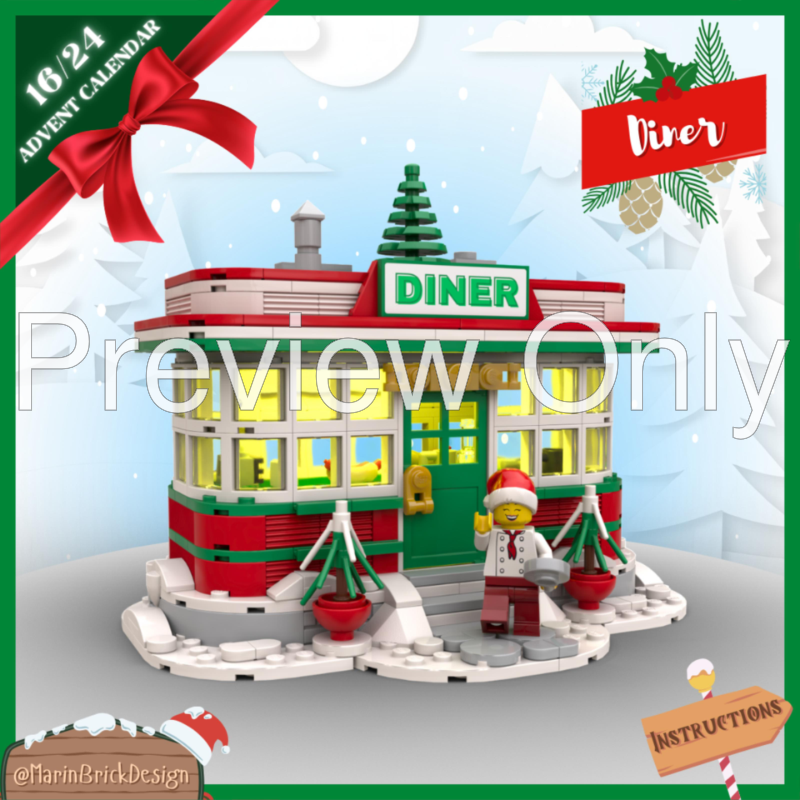 LEGO MOC LEGO Christmas Diner Moc Instructions - Lego Winter Village Moc by marinbrickdesign ...