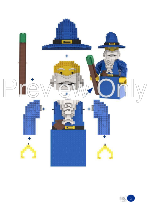 LEGO MOC Maxi Figure Old Blue Wizard with blue tunic by Bricksculpture ...