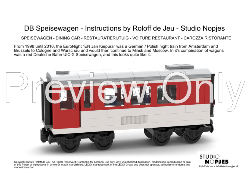 LEGO MOC Train Dining Car - DB Speisewagen (6-wide, red) by Roloff ...