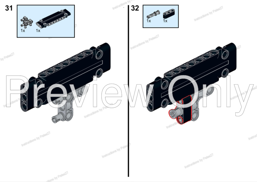 LEGO MOC-206554 Gearbox, V6 engine, axles Mod for 42129 4x4 Mercedes ...