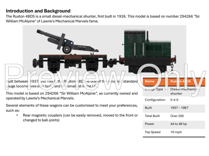 LEGO MOC Ruston 48DS by JG Locomotive Works | Rebrickable - Build with LEGO
