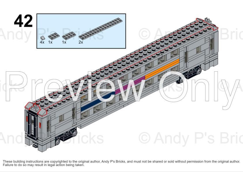 LEGO MOC-212145 4-Wide NJ Transit Double Decker Train Set - Two ...