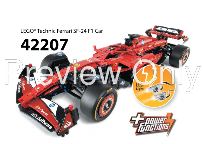 LEGO MOC 42207 페라리 SF-24 F1 Car RC MOD for Power Function Motors & LED Light by otrans ...