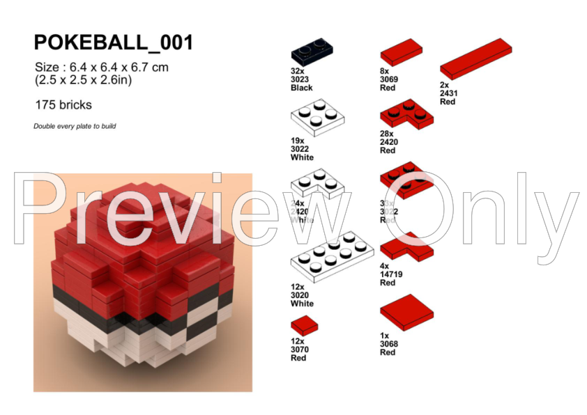 LEGO MOC-262918 8bit POKEBALL Pixel Art by Zarakla_MOC | Rebrickable ...