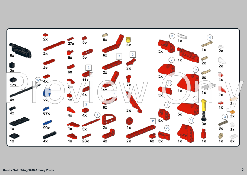 LEGO MOC 2018 Honda Gold Wing GL1800 (1:7) Red by Artemy Zotov ...