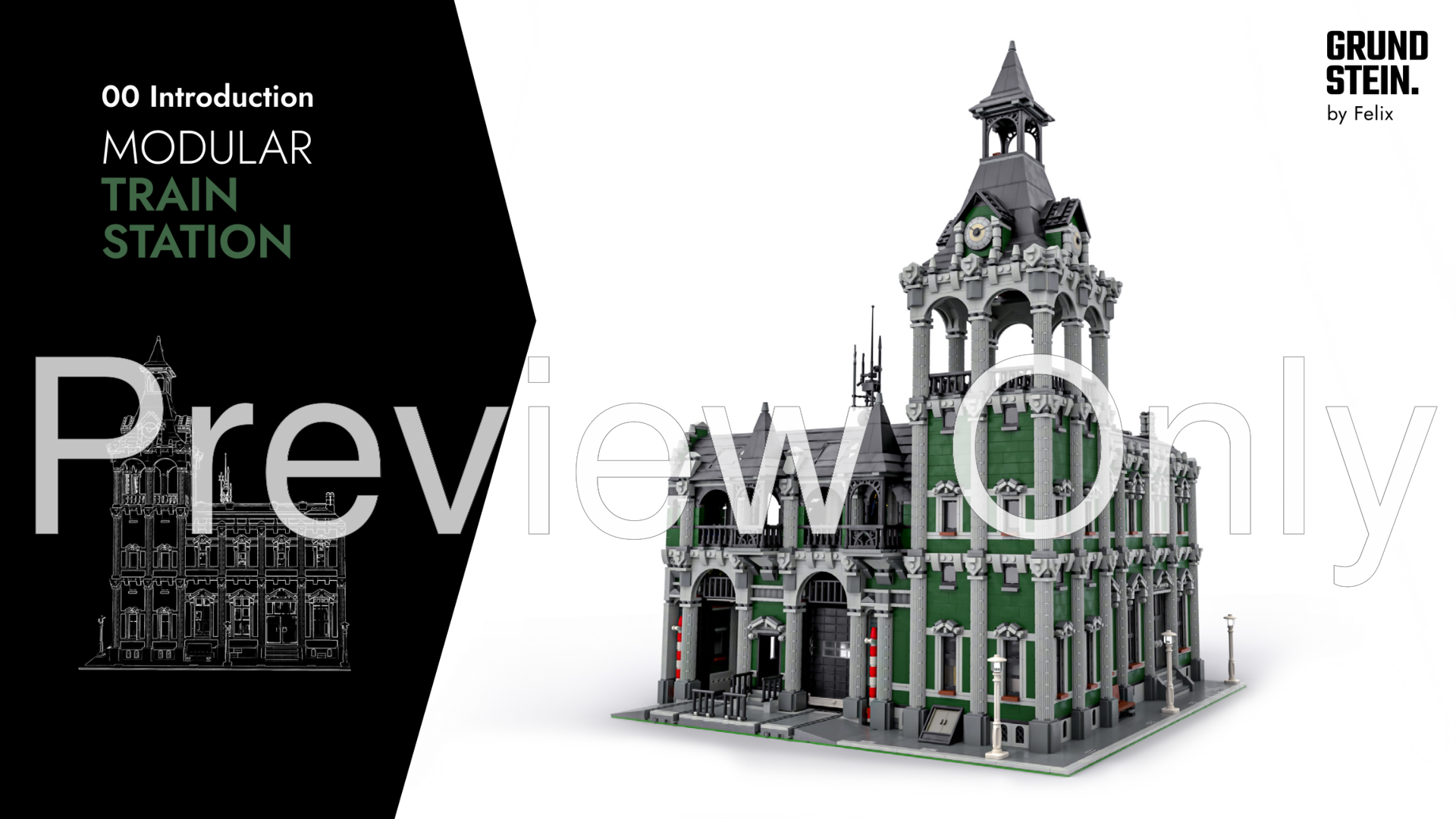 LEGO MOC-37719 Modular Train Station by -Felix- | Rebrickable - Build ...