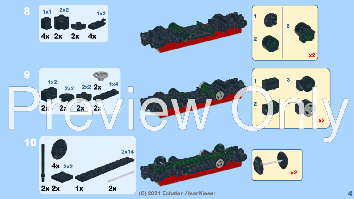 LEGO MOC 4-Wheel Stake Wagon (SNOT, red, 8 studs wide) by Echaton ...
