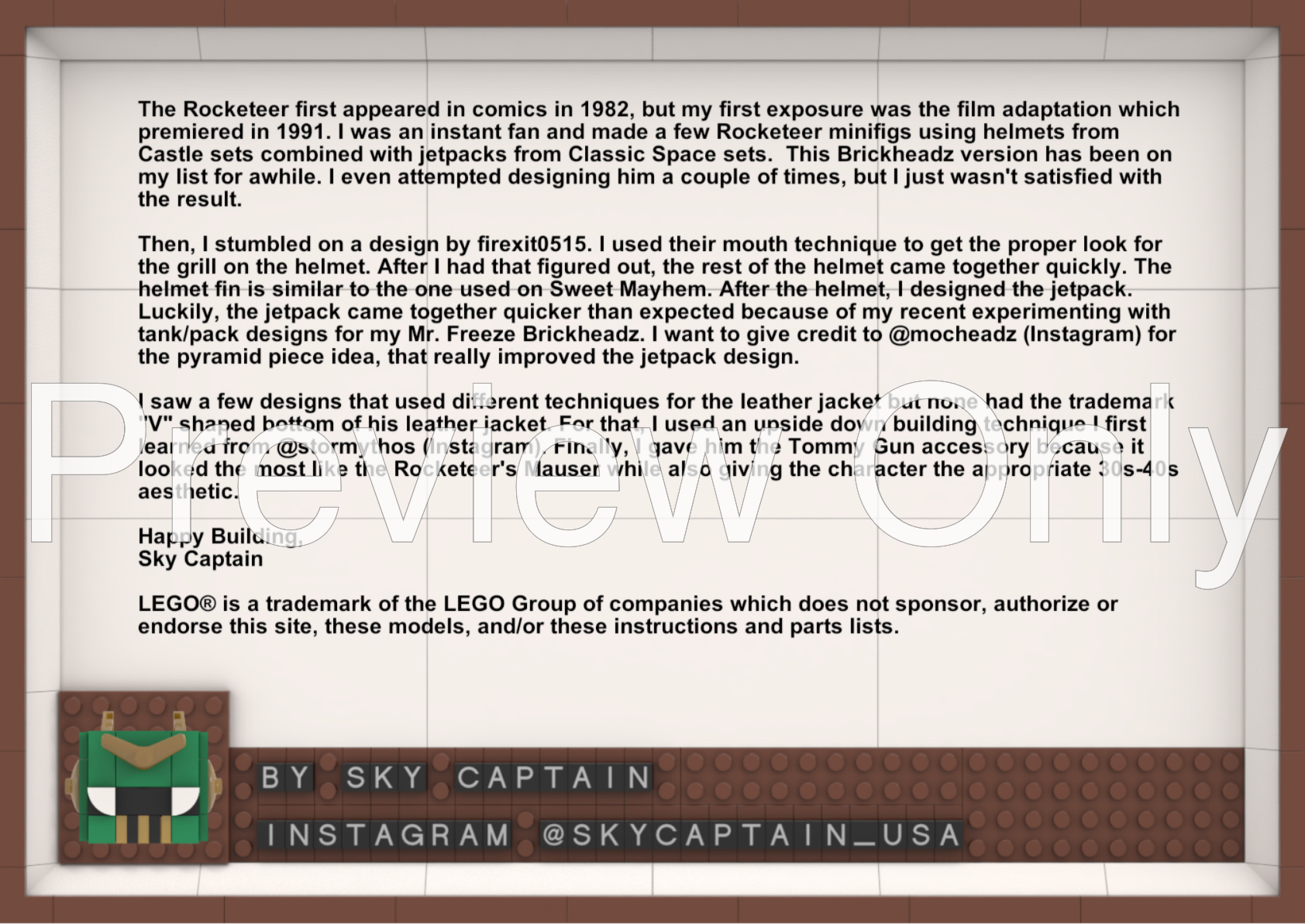 LEGO MOC Rocketeer by SkyCaptain | Rebrickable - Build with LEGO