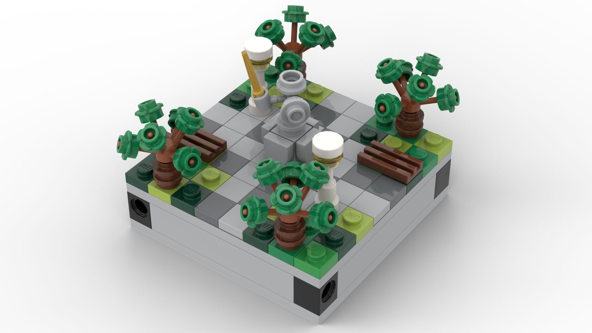 Microscale Town Hall Plaza Module 8x8 (MOC-146199) - LEGO MOC | MOC Tracker