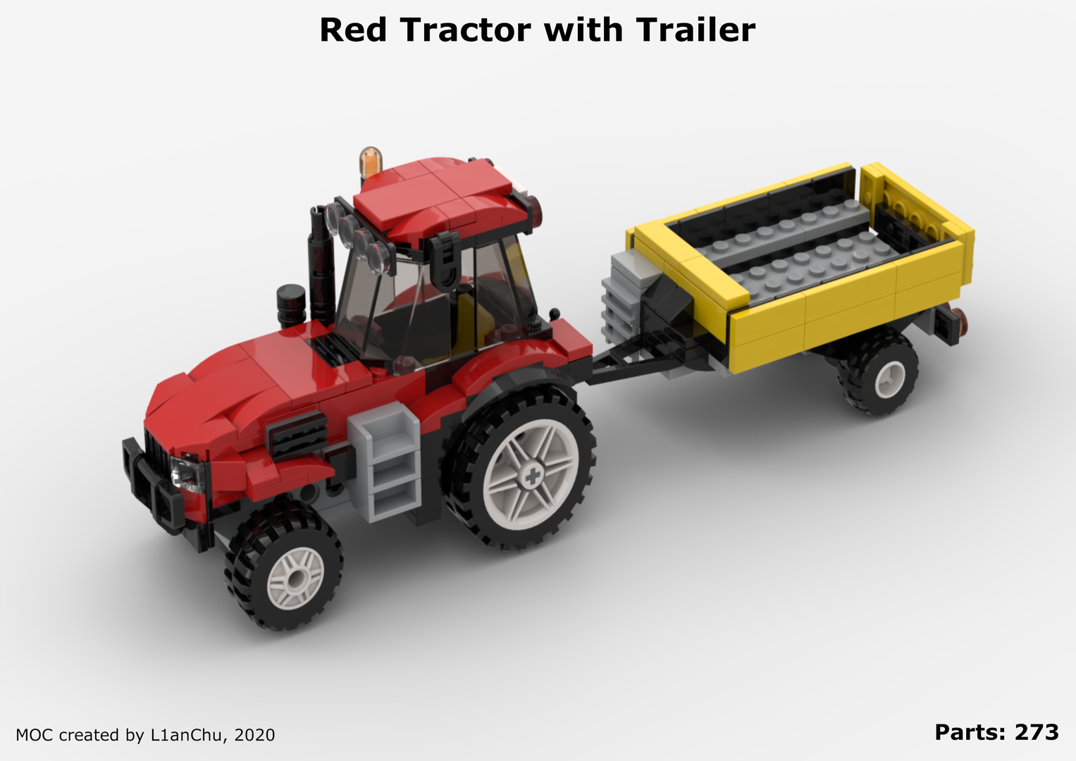 Red Tractor with Trailer (MOC-46129) - LEGO MOC | MOC Tracker