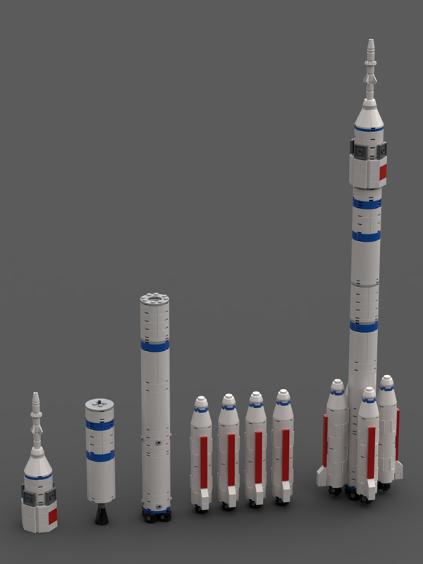LEGO MOC Long March 2F [1:110 Saturn V scale] (Changzheng 2F, CZ-2F, LM ...