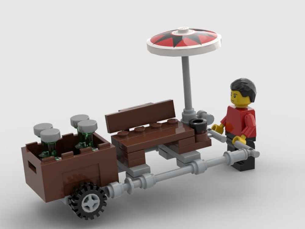 LEGO MOC Mobile wheelbarrow bench with beer crate - Schubkarrenbank mit ...