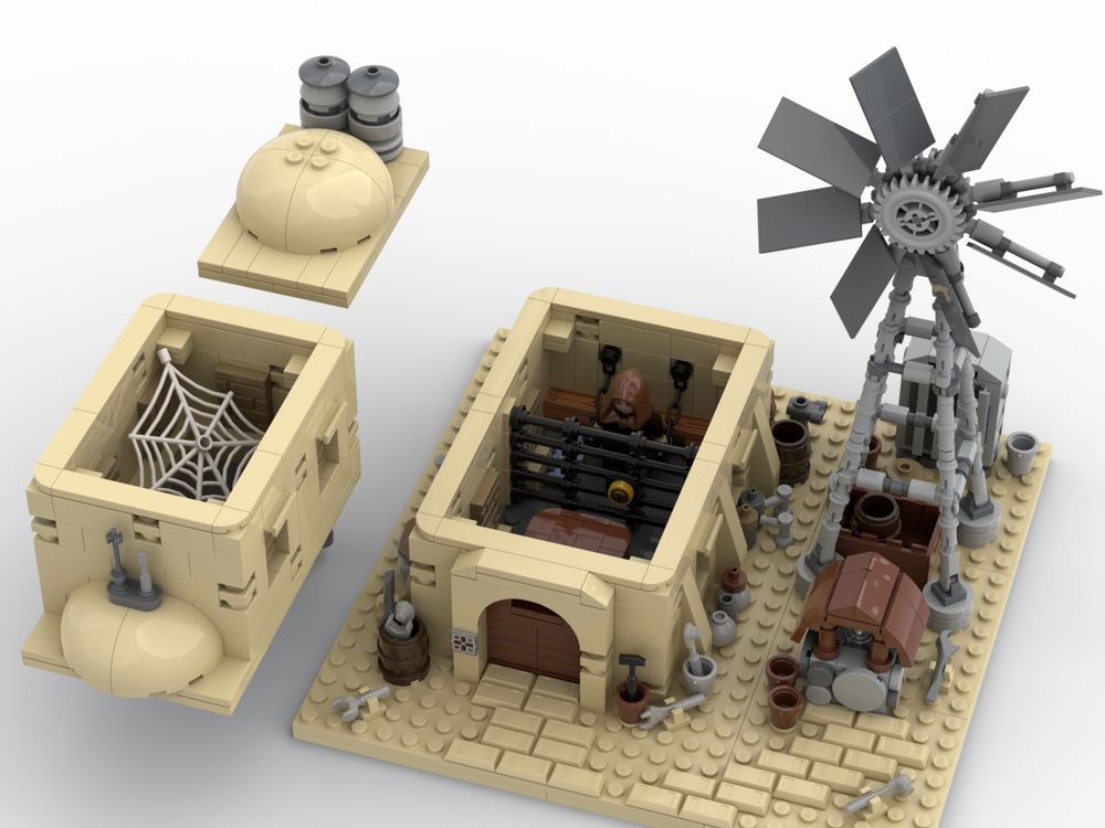 Lego Moc Tatooine Modular Building Jail House Windmill By The