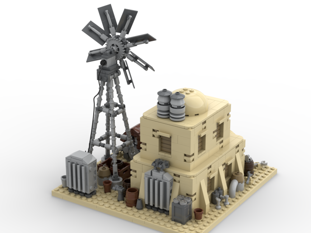 Lego Moc Tatooine Modular Building Jail House Windmill By The