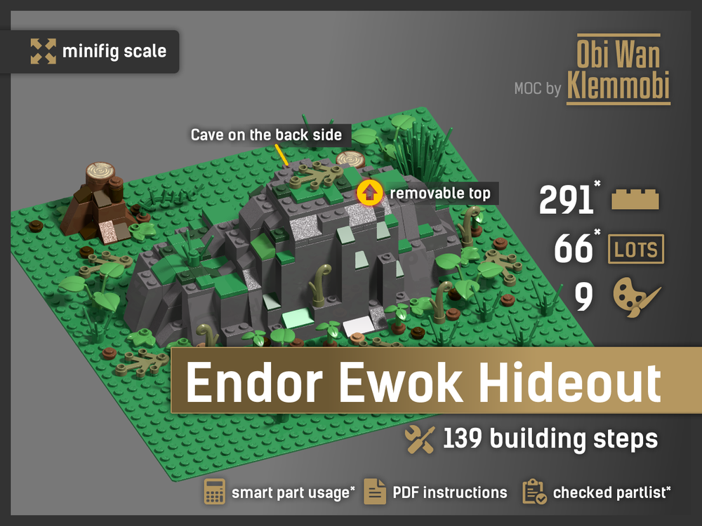 LEGO MOC Endor Ewok Hideout "Overgrown Rock" by obiwanklemmobi ...