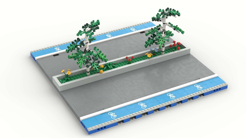 LEGO MOC Big Modular Street with Bicycle Lane by Bredelin | Rebrickable ...