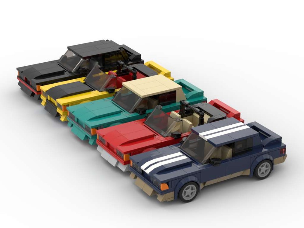 Lego Moc Built Tough Fox Body Mustang Set Of Five Colors By
