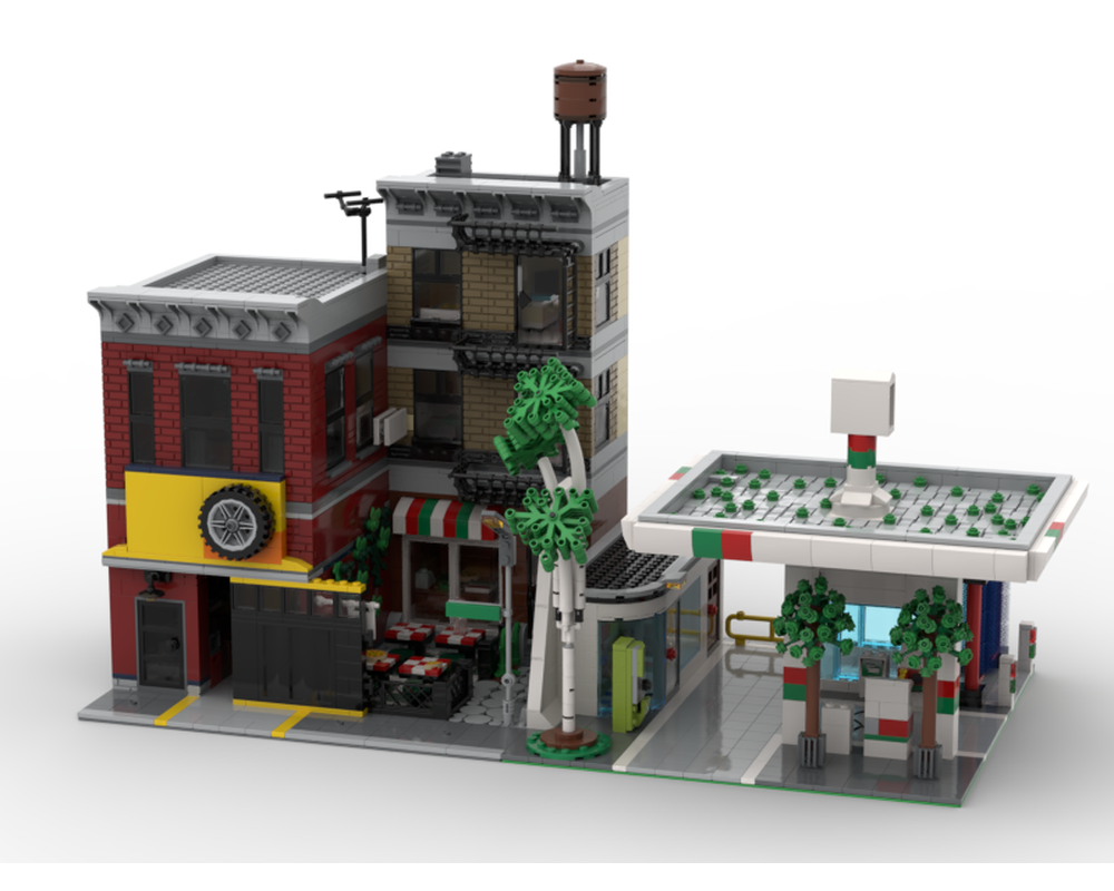 Lego Moc Gas Station By Legofan21 Rebrickable Build With Lego