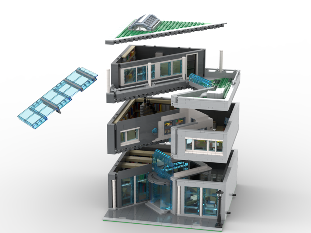 Lego Moc Modular Modern Library By Chricki Rebrickable Build With Lego