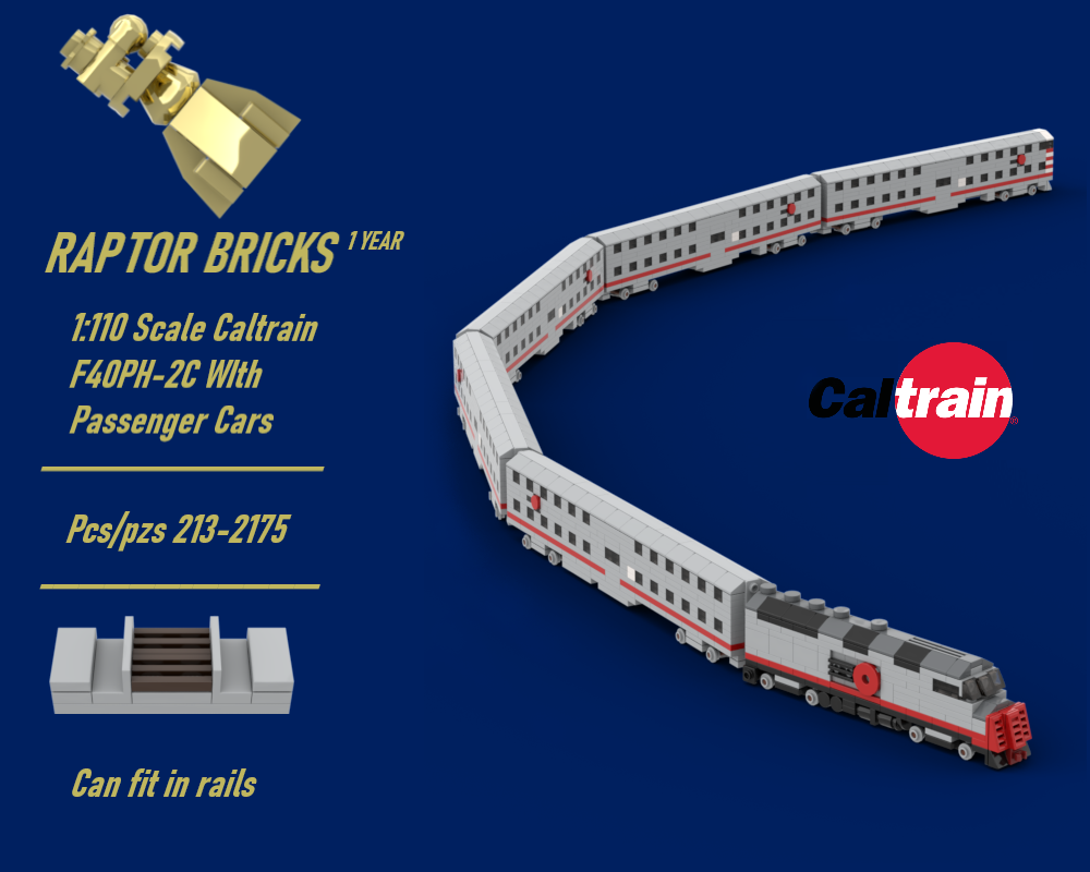 LEGO MOC 1:110 Scale Caltrain F40PH-2C With Passenger Cars by RAPTOR ...