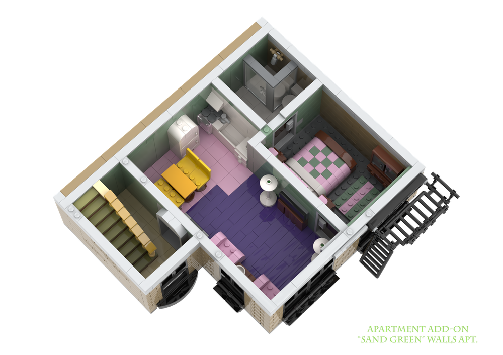 Lego Moc Apartment Add On Sand Green Expansion Ny Pizza And Jerrys