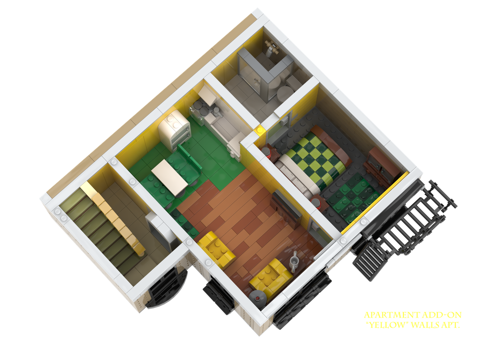 Lego Moc Apartment Add On Sand Green Expansion Ny Pizza And Jerrys