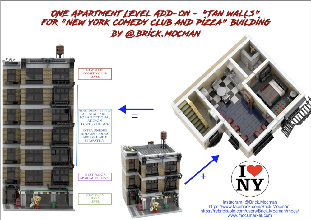 LEGO MOC-114816 Apartment Add-on - Tan (Expansion NY Pizza and Jerry's ...