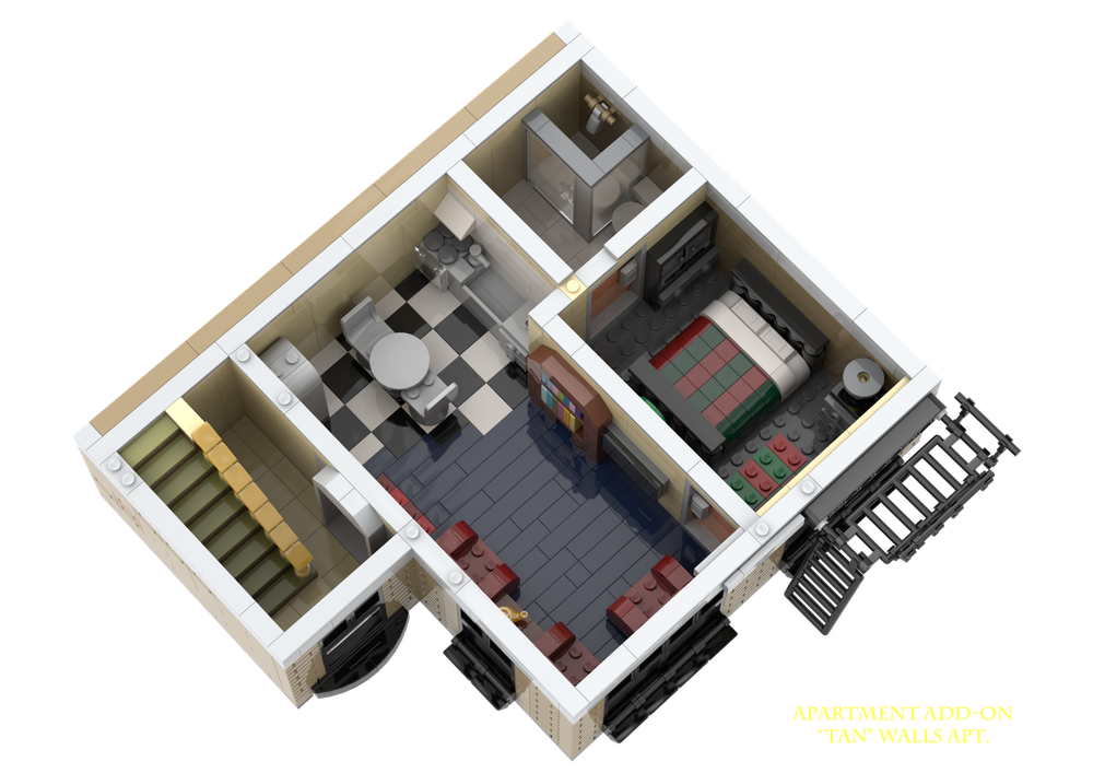 Lego Moc Apartment Add On Tan Expansion Ny Pizza And Jerrys Comedy
