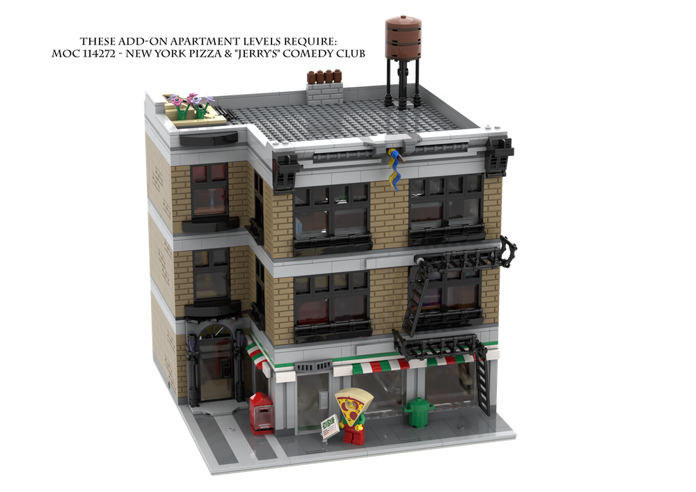 Lego Moc Apartment Add On Tan Expansion Ny Pizza And Jerrys Comedy
