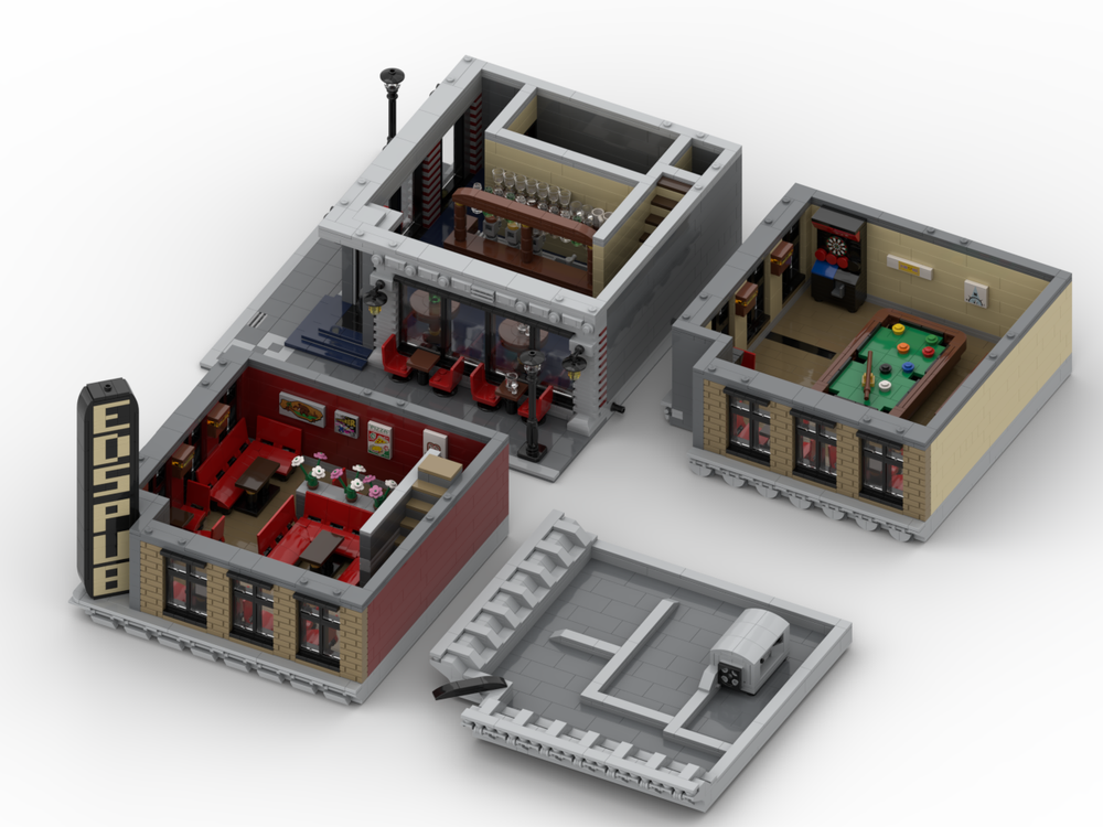 Lego Moc Ed`s Corner Pub Modular Building By Kilo Whiskey Rebrickable
