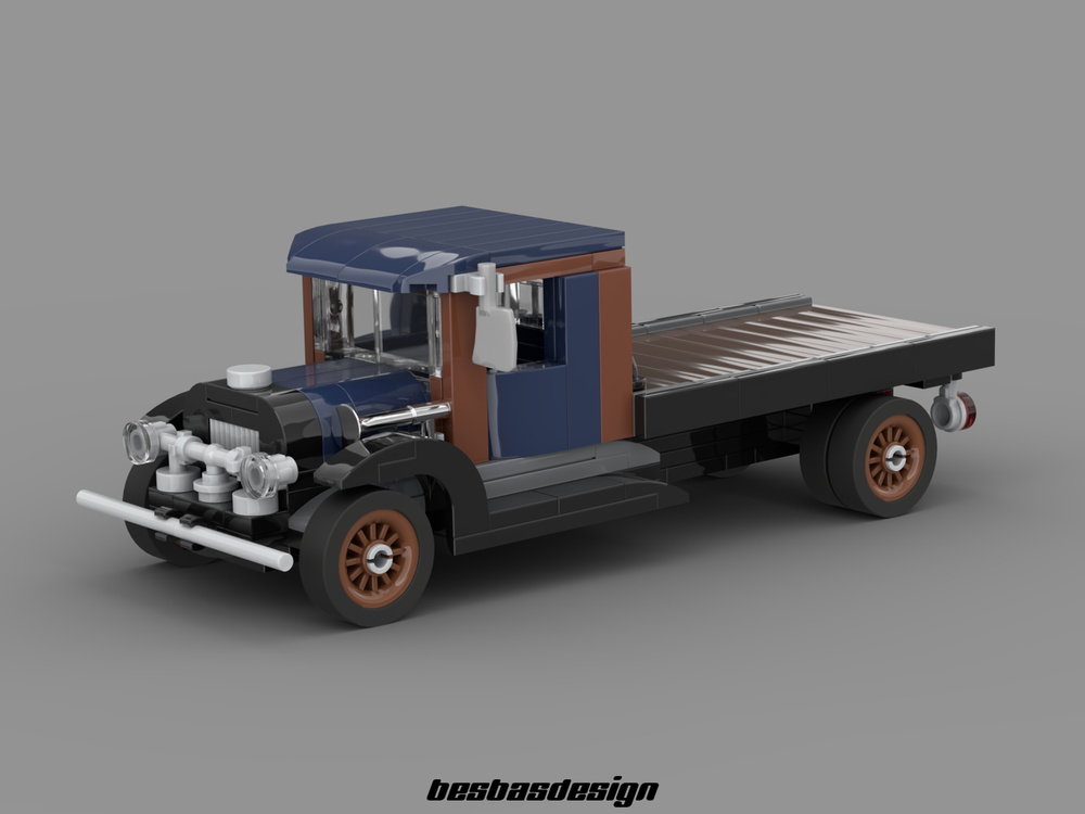 LEGO MOC Vintage Flatbed Truck (Darkblue) by besbasdesign | Rebrickable ...