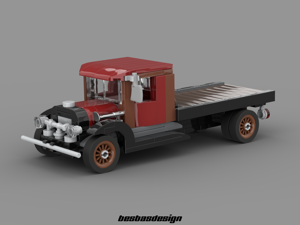 LEGO MOC Vintage Flatbed Truck (Darkred) by besbasdesign | Rebrickable ...